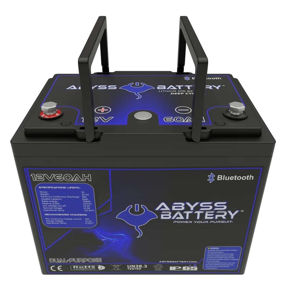 Abyss Battery 12V 60Ah Lithium Dual Purpose Marine Battery - TackleDirect