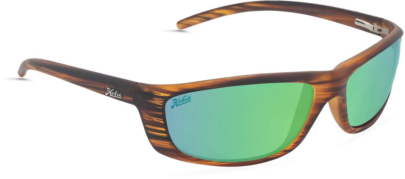 Hobie Cabo Sunglasses Satin Brown Wood/Copper/Green - TackleDirect