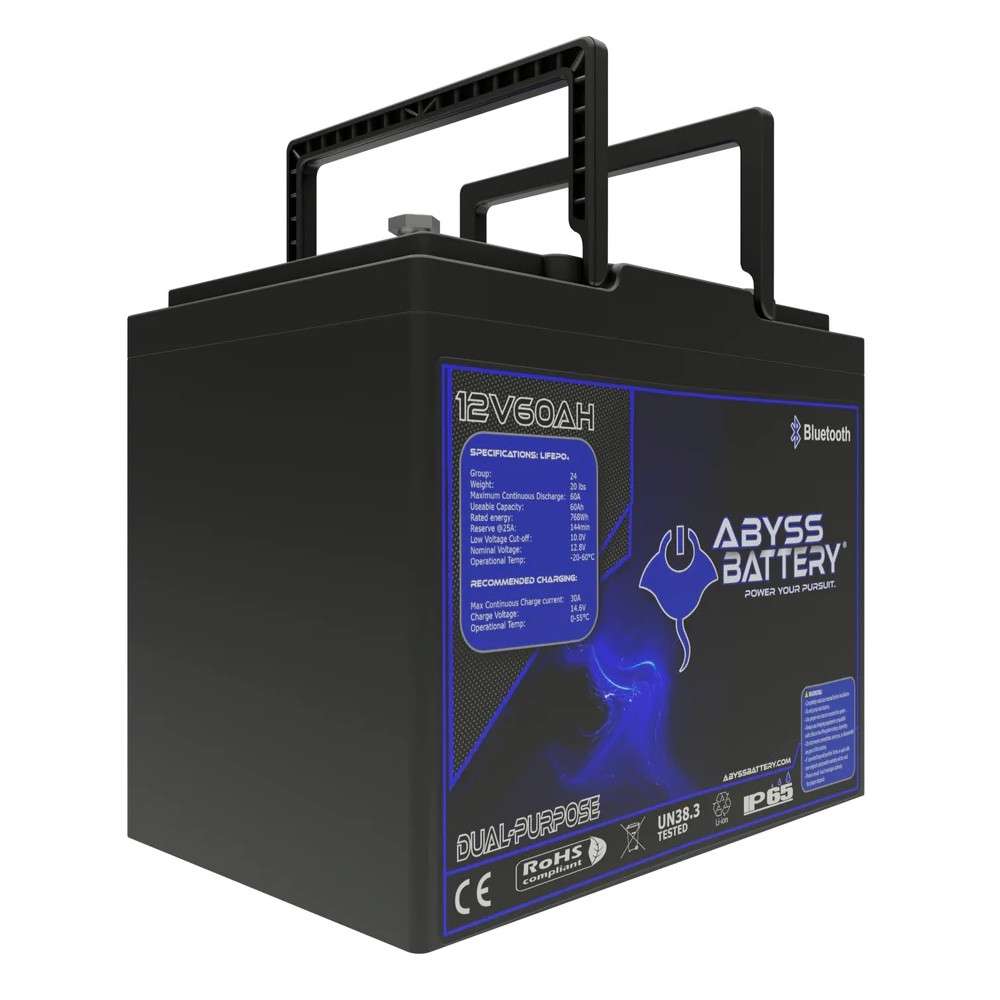 Abyss Battery 12V 60Ah Lithium Dual Purpose Marine Battery - TackleDirect