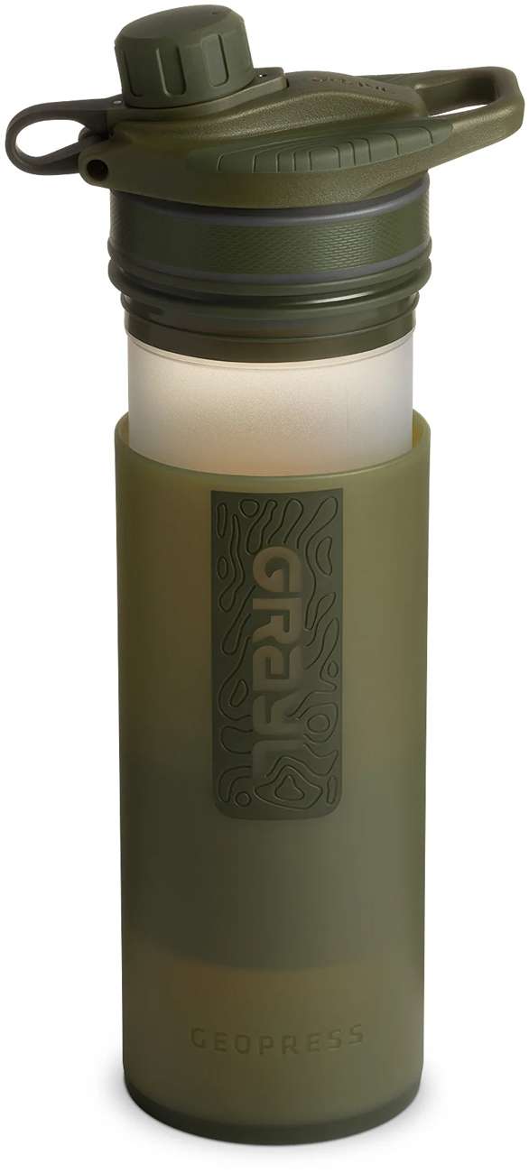 Grayl 24oz GeoPress Purifier Bottle - Olive Drab - TackleDirect