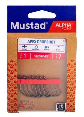 Mustad Apex Wide Dropshot Hooks - TackleDirect