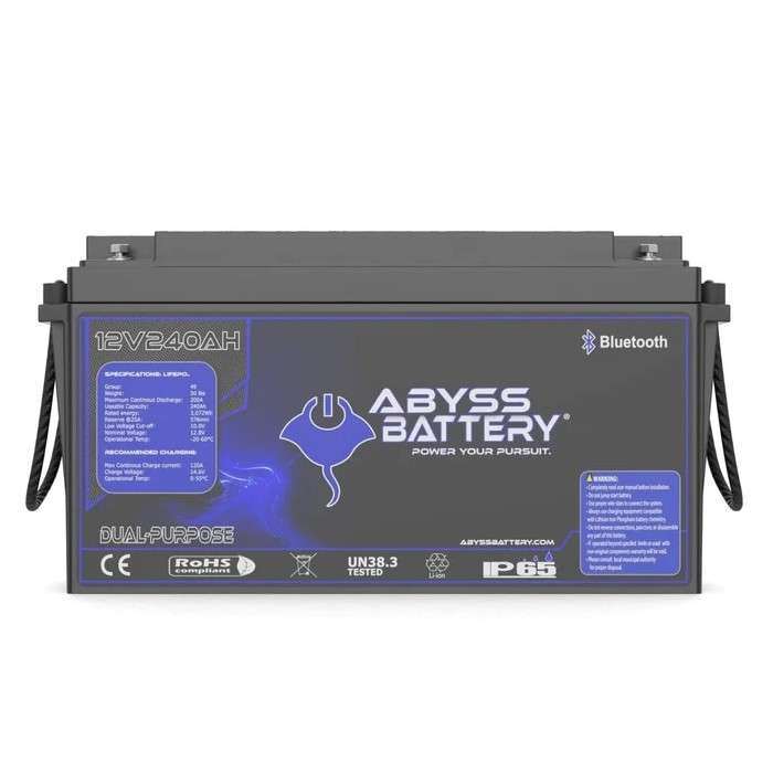 Abyss Battery 12V 240Ah Lithium Dual Purpose Marine Battery - TackleDirect