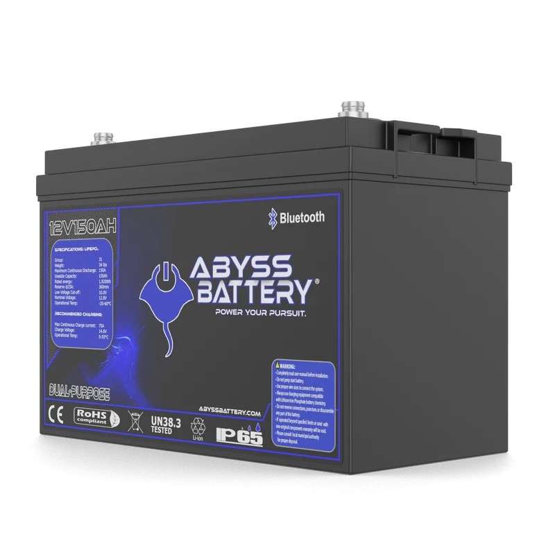 Abyss Battery 12V 150Ah Lithium Dual Purpose Marine Battery - TackleDirect