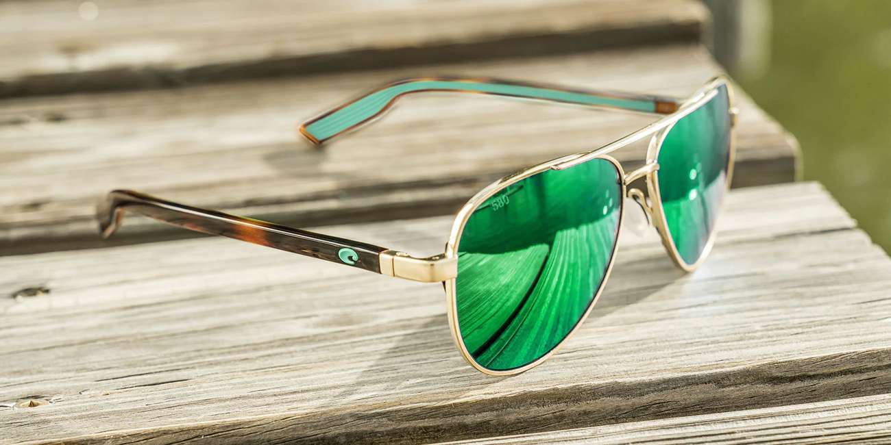 Costa Peli Sunglasses - Brushed Gold/Green Mirror 580G - TackleDirect