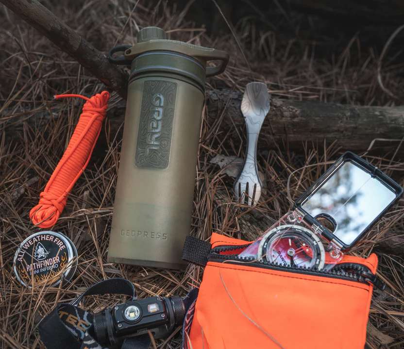 Grayl 24oz GeoPress Purifier Bottle - Olive Drab - TackleDirect